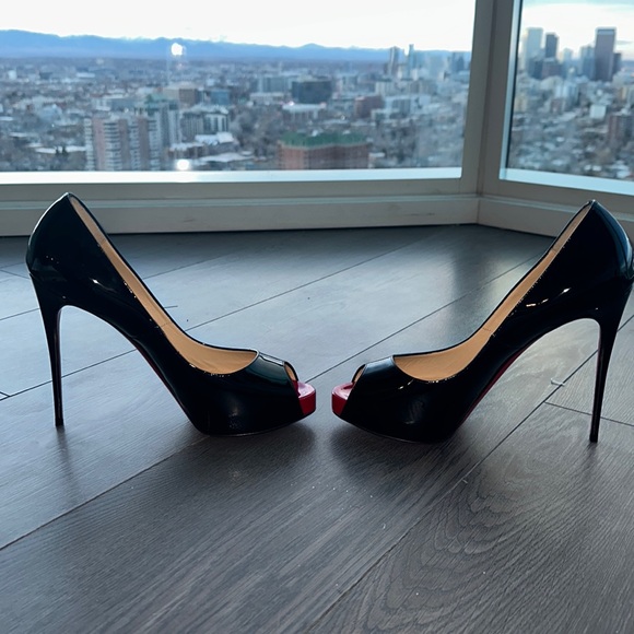 Christian Louboutin | Shoes | Brand New Peep Toe Black Louboutins | Poshmark